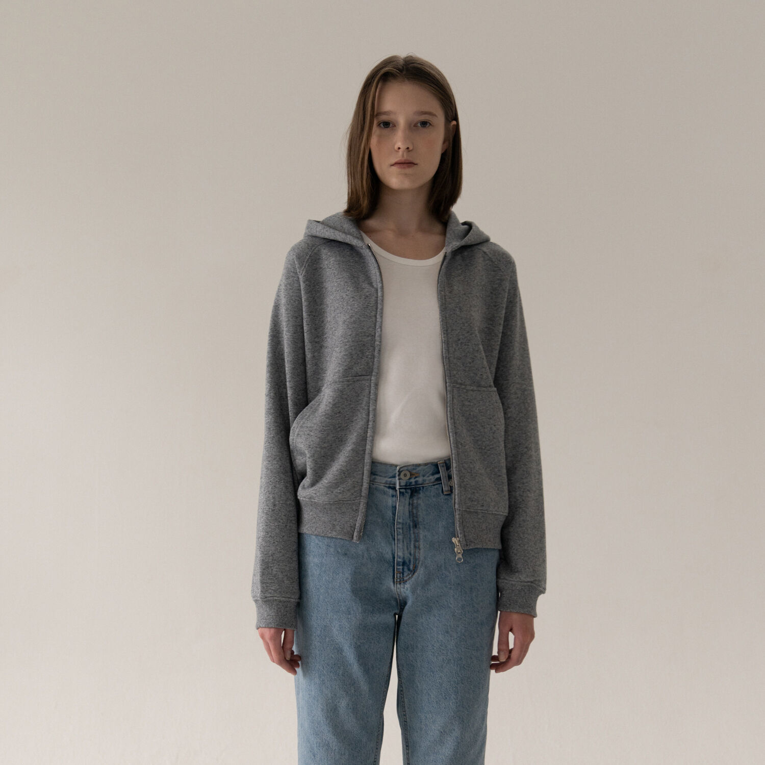 레터 90's vintage hood zipup (dark grey) - 위시버킷