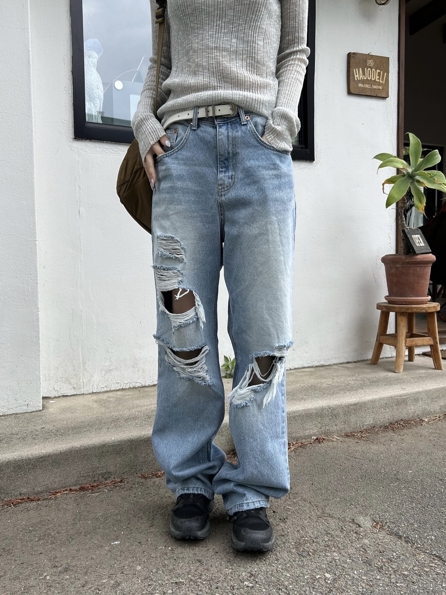 옵텐소 sky damaged denim pants - 위시버킷