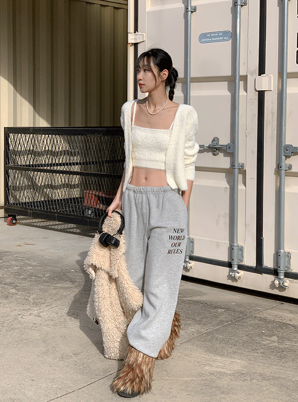 재즈디오더 Angora cropped knit cardigan set (4color) - 위시버킷