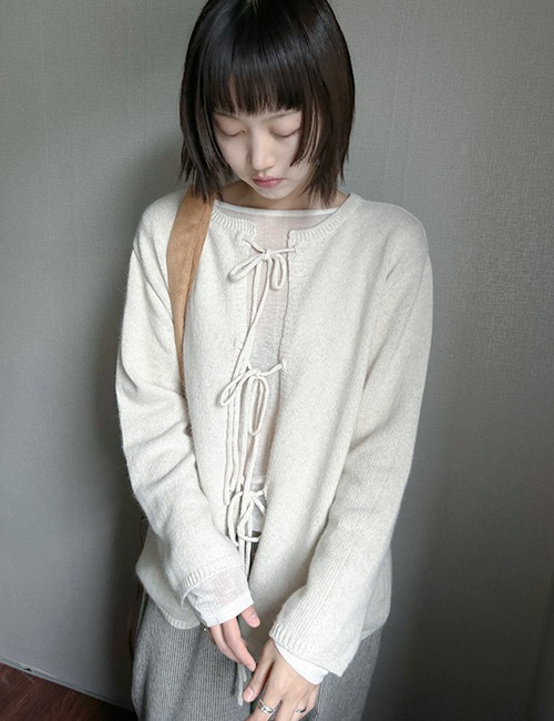 티드빗 string knit cardigan - 위시버킷