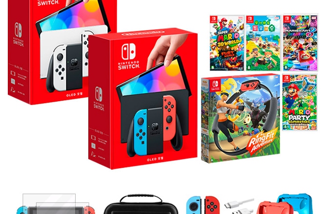닌텐도 스위치 OLED+10개 악세사리 풀세트+게임팩 택1 - 위시버킷
