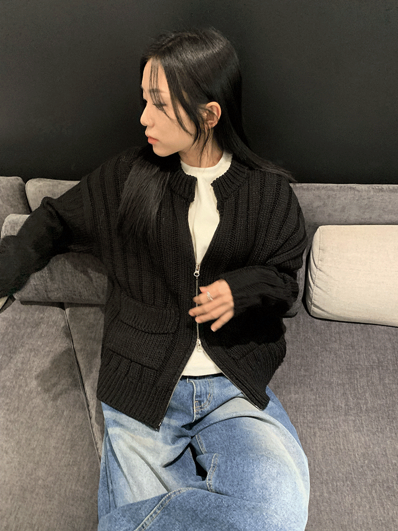 더언더블 Elly two-way knit zip-up (2 color) - 위시버킷