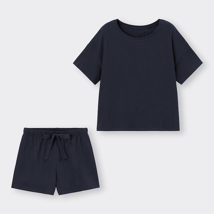 GU GU WOMEN COTTON COLOR LOUNGE SET NAVY - 위시버킷