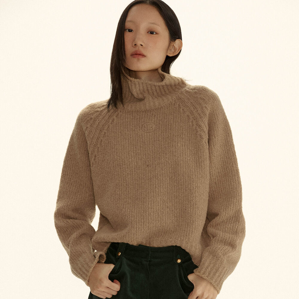시엔느 Boucle High Neck Knit (Camel) - 위시버킷