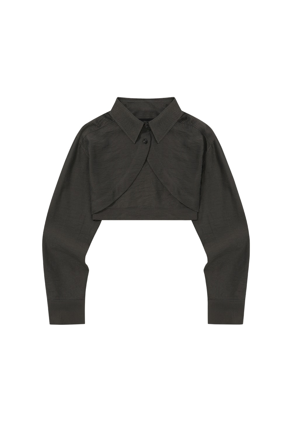 우알롱 Layerd bolero shirt - BROWN - 위시버킷