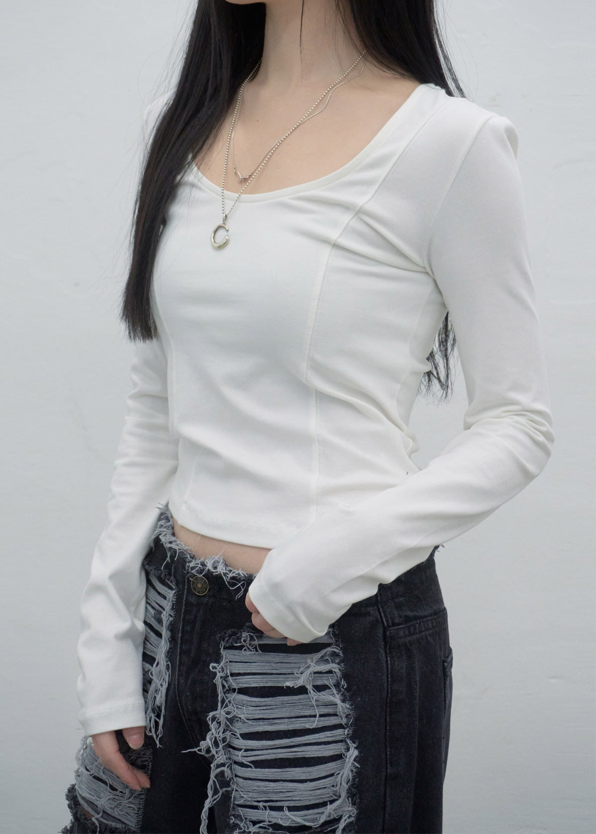 랩트 RAPT U neck Incision Tee (2c) - 위시버킷