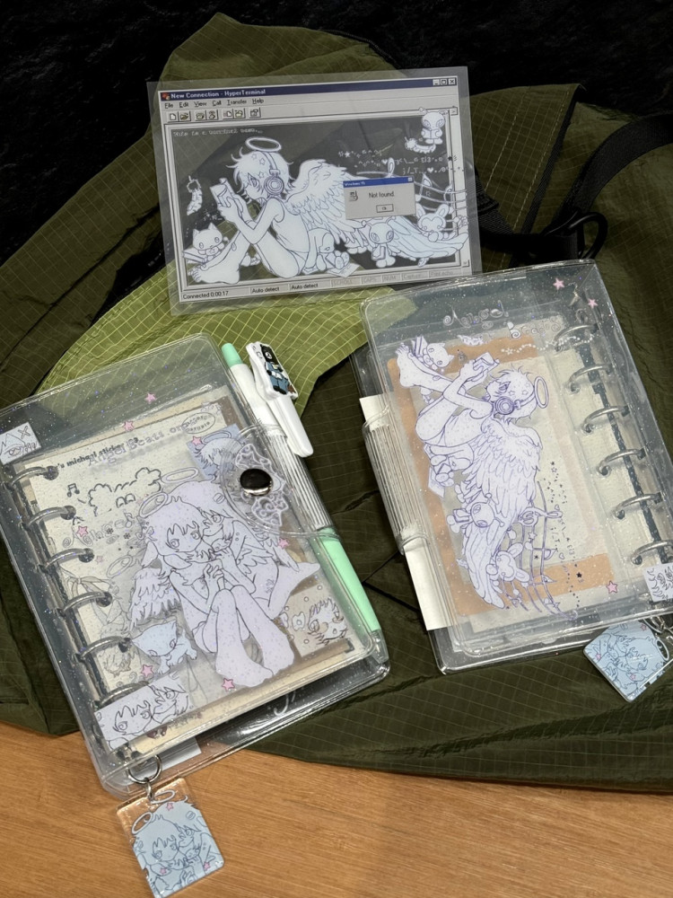 별사탕바구니 [ Oliwa ] Angel Beats A7 글리터 pvc 6공 바인더 세트 - 위시버킷