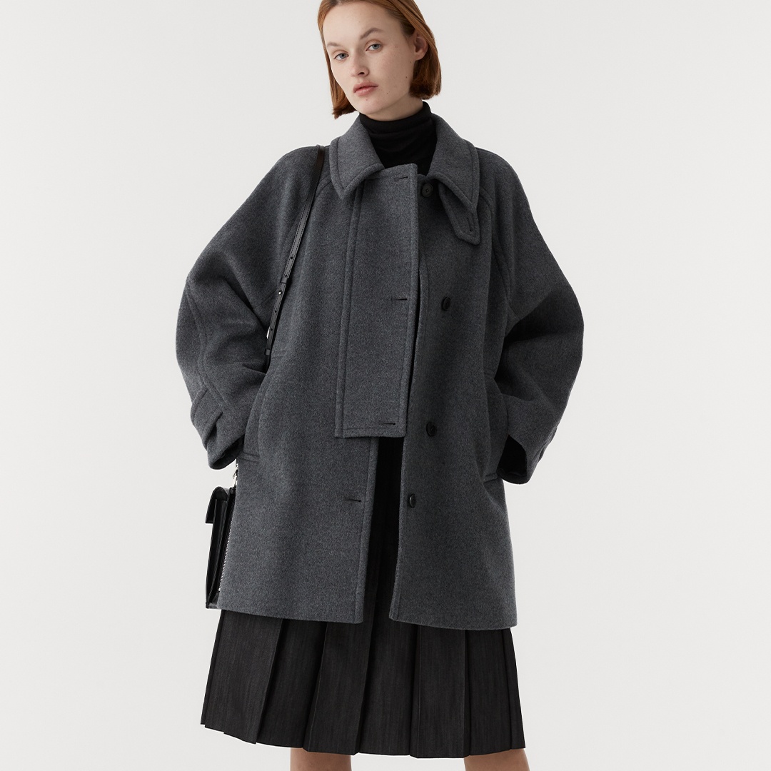 이아 [2차] HALF BALMACAAN COAT (CHARCOAL) - 위시버킷