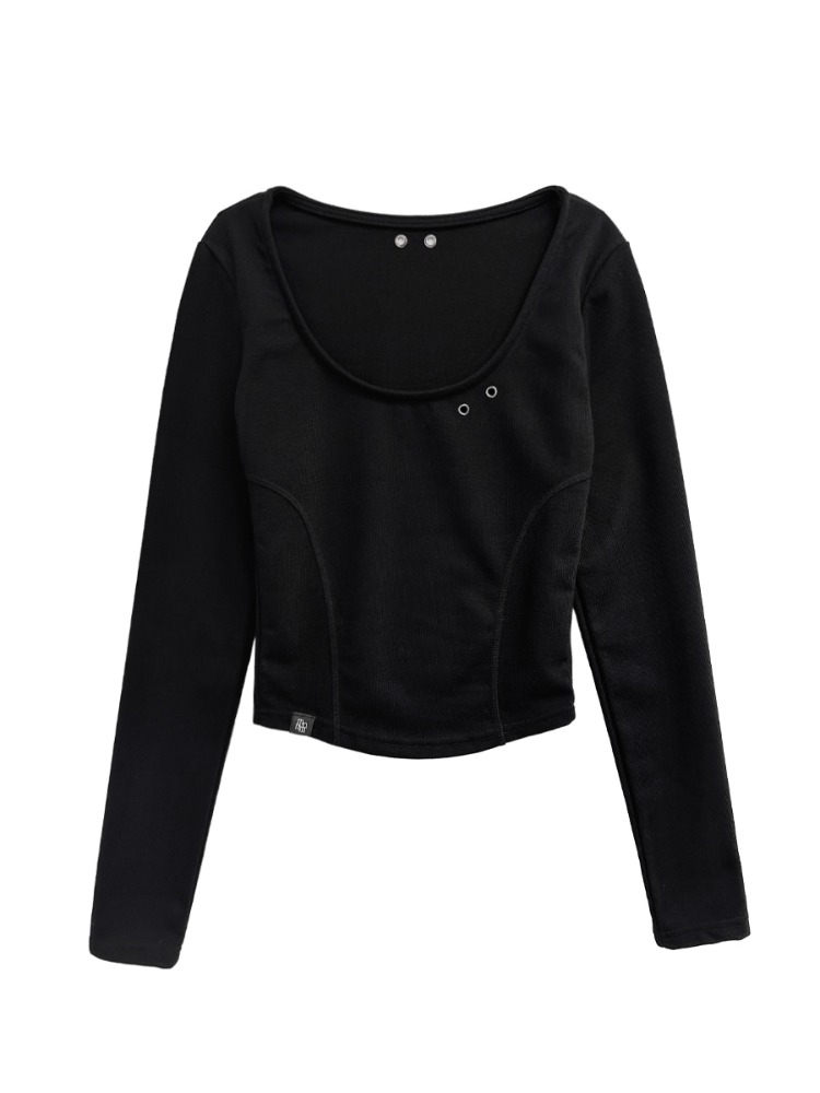 므넴 [mnem] sculpted eyelet tee (black) - 위시버킷
