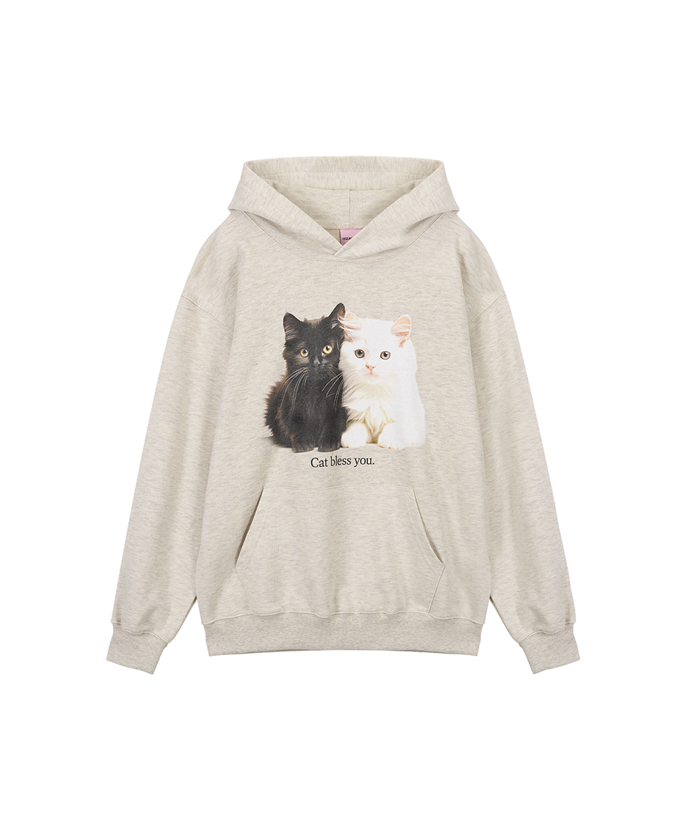 잇자바이브 [IBC23UHD09OT] BABY CAT BLESS YOU HOODIE - OATMEAL - 위시버킷