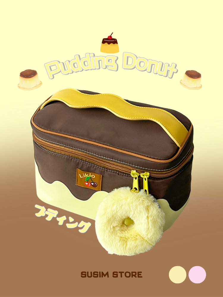 수심 수심 Pudding Donut Pouch 푸딩 도넛 파우치 화장품 보관함 스토리지 집 휴대 - 위시버킷