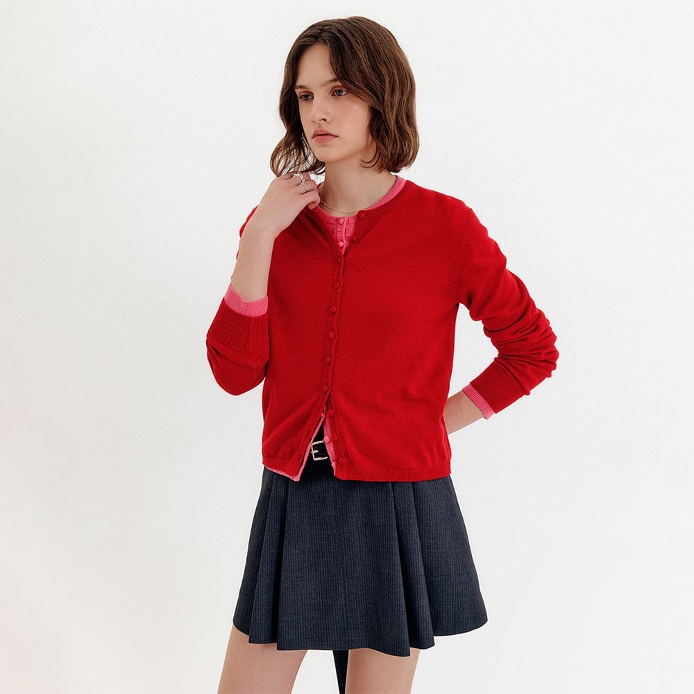 룩캐스트 [온쇼페][룩캐스트]사라 버튼 니트 가디건_레드 / SARAH BUTTON KNIT CARDIGAN_RED - 위시버킷