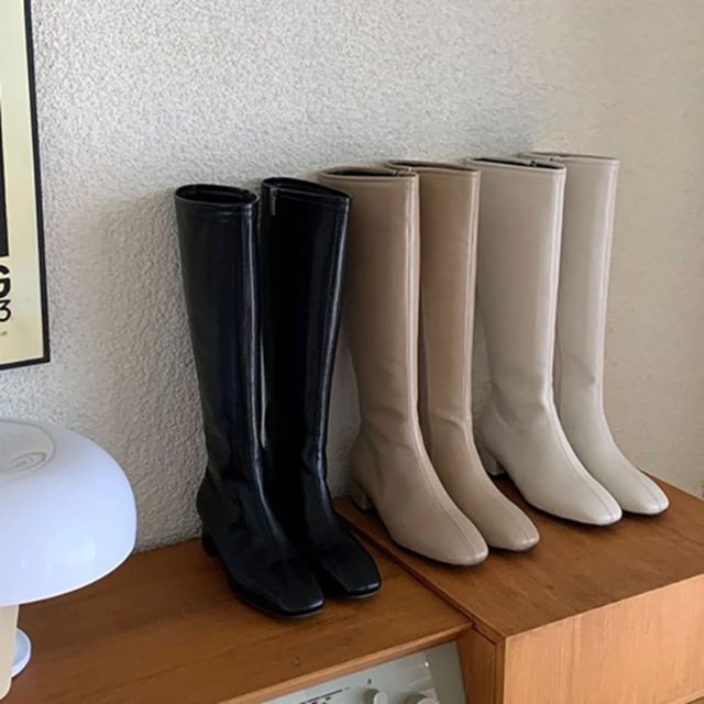 슈썸 3컬러 사이드지퍼 클래식 통굽 여성 롱부츠 WAT-2228P - 위시버킷