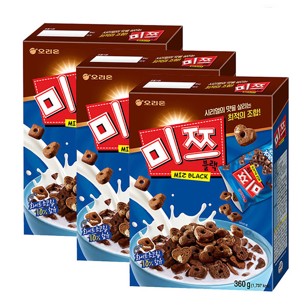 오리온 오리온 미쯔 시리얼 대용량 팩 360g X 3개 사무실 간식 인간 사료 초코 과자 - 위시버킷