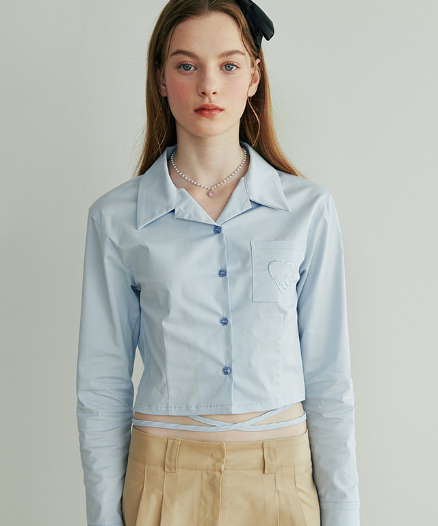 루루슈 Ribbon Crop Shirt - SKY BLUE - 위시버킷