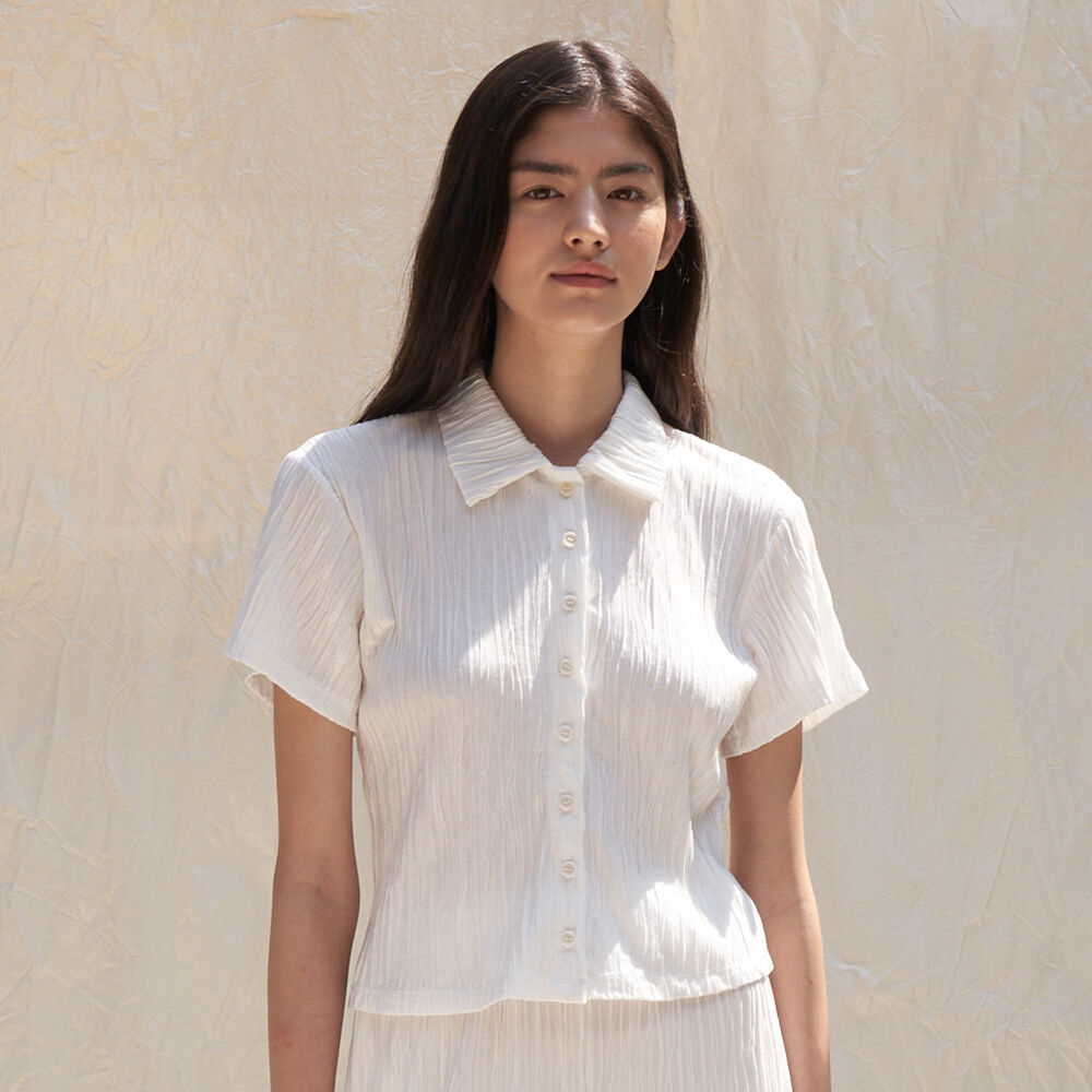 르에 r e Pleats Half Open Shirts_IVORY - 위시버킷