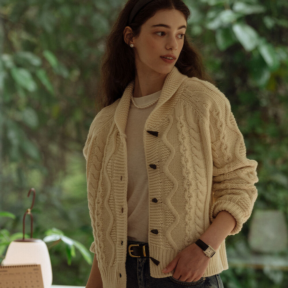 틸아이다이 Lambswool toggle cardigan_Ivory - 위시버킷