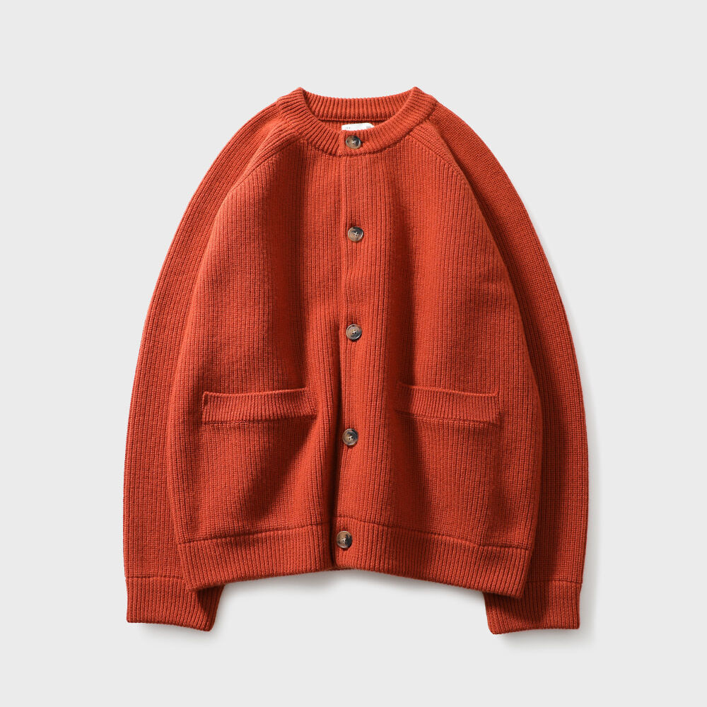 홀리선 22FW Annette Superfine Wool Heavy Knit Cardigan Rust Orange - 위시버킷