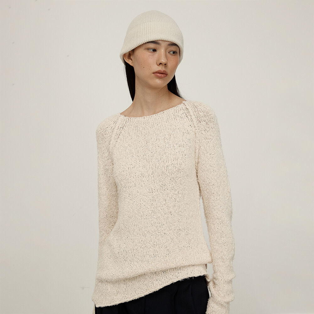 지비에이치 23SP TWISTED YARN BOAT NECK KNIT ECRU - 위시버킷