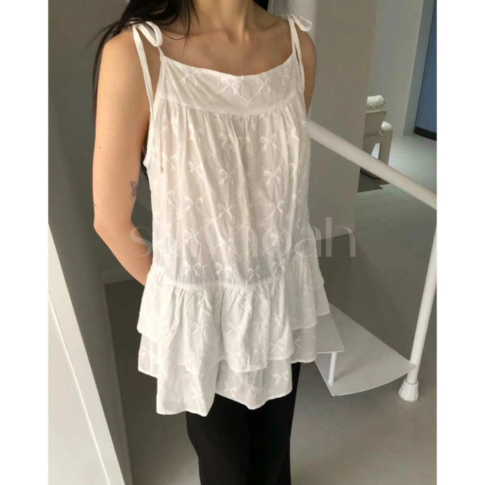 스테이노아 하니 리본 원피스 프릴 캉캉 나시 끈 레이어드 ops (2c) - 위시버킷