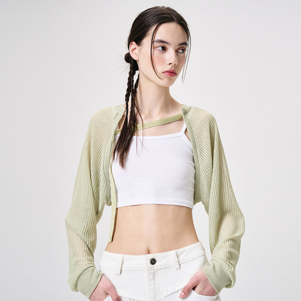 에트몽 Strap Bolero Cardigan, Light Green - 위시버킷