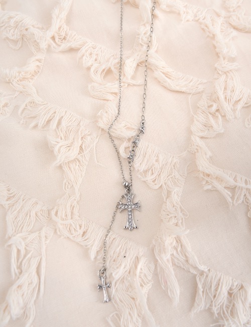 로웨어 로웨어 bling drop cross necklace - 위시버킷