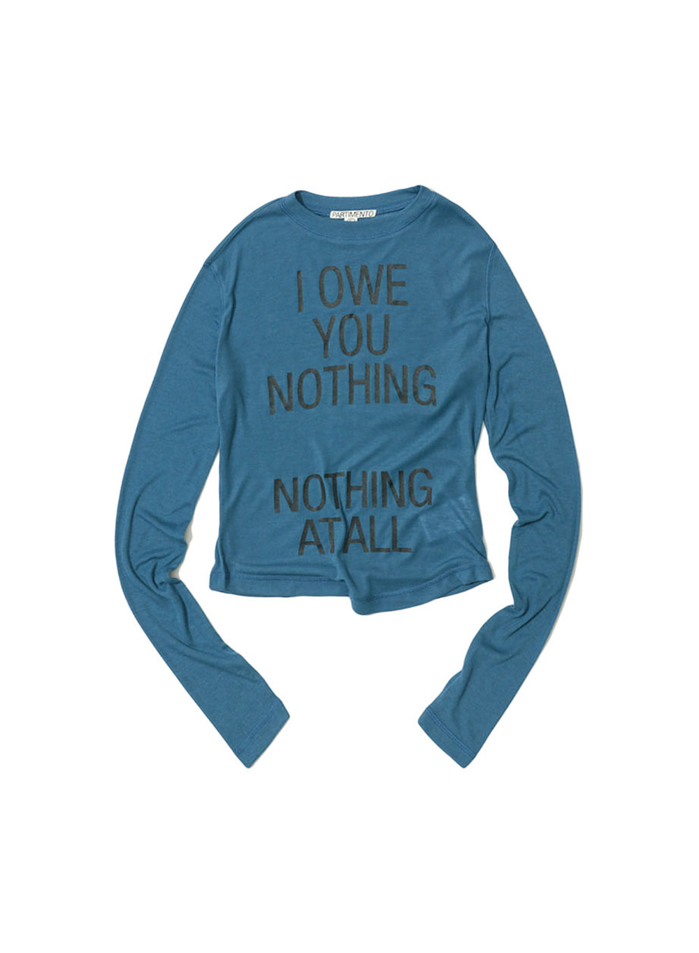 파르티멘토 [WOMEN] TEXT PRINTED LONG SLEEVE TEE_BLUE - 위시버킷