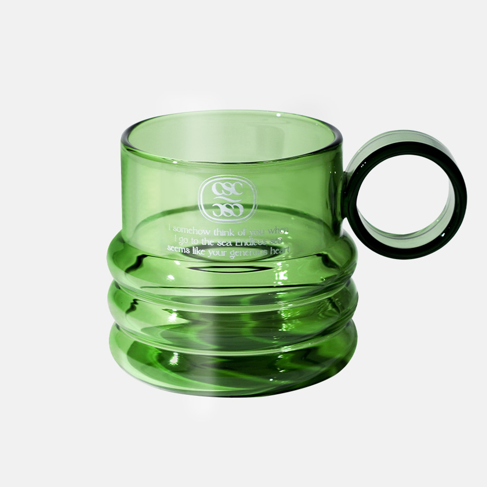 클로버 소셜 클럽 클로버 꽃말컵ver.2 유리 투명컵 초록 그린 270ml 20대여성 집들이선물 - 위시버킷