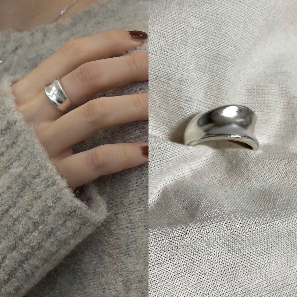 은웨이 silver925 볼드 와이드 무광 반지 - 위시버킷