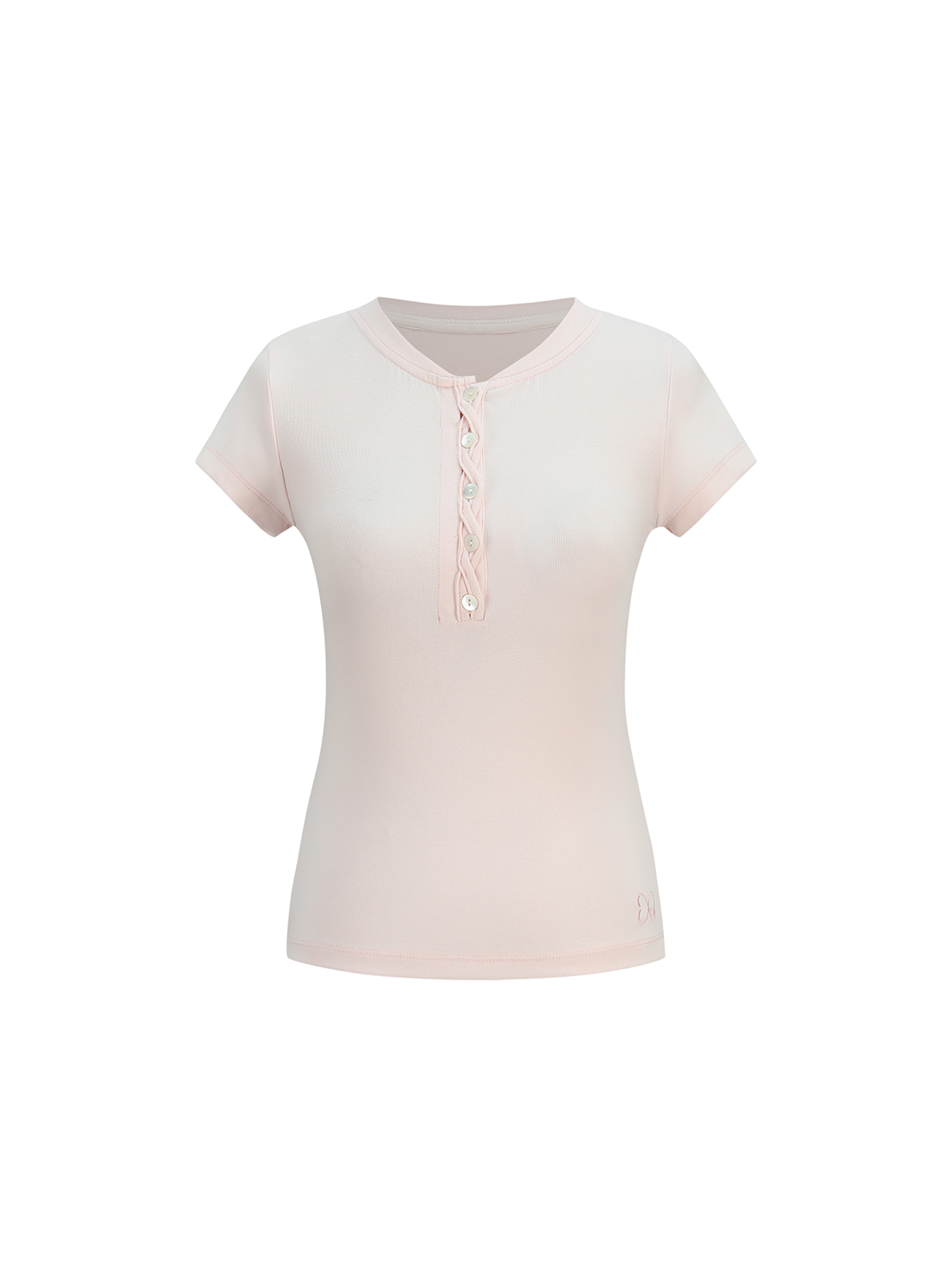 오운서 Twist Button Basic Short Sleeve_Pink - 위시버킷