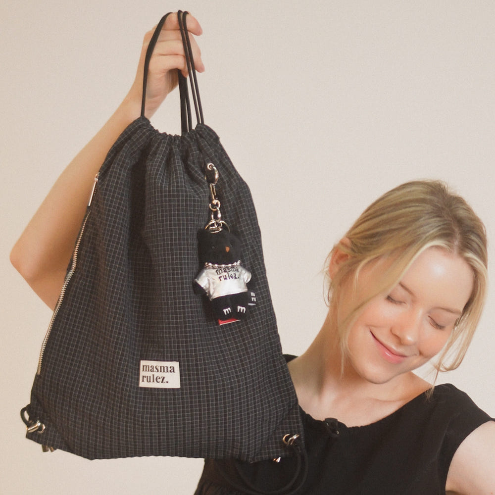 마스마룰즈 Gym sack string bag _ plaid check navy black - 위시버킷