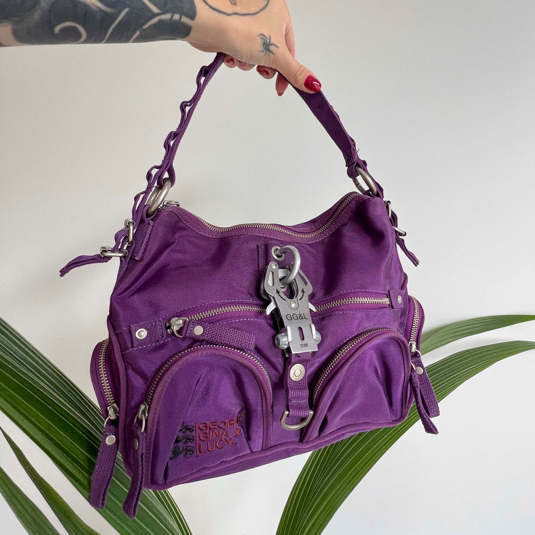 WOOOHOOOOO George Gina Lucy GG&L multi pocket purple cargo bag - 위시버킷
