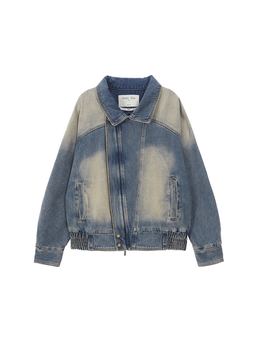 마뗑킴 BRUSH WASHED DENIM JACKET IN BLUE - 위시버킷