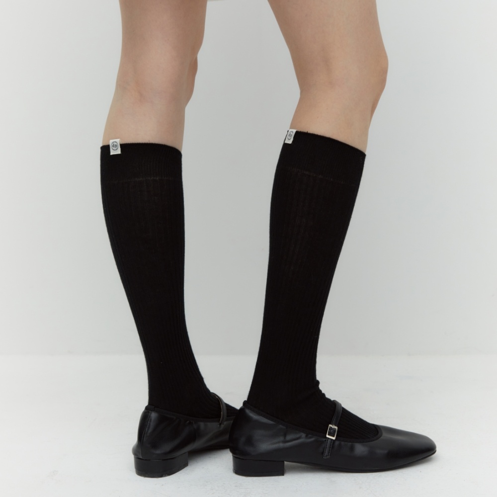 드파운드 cotton rib knee socks - black - 위시버킷