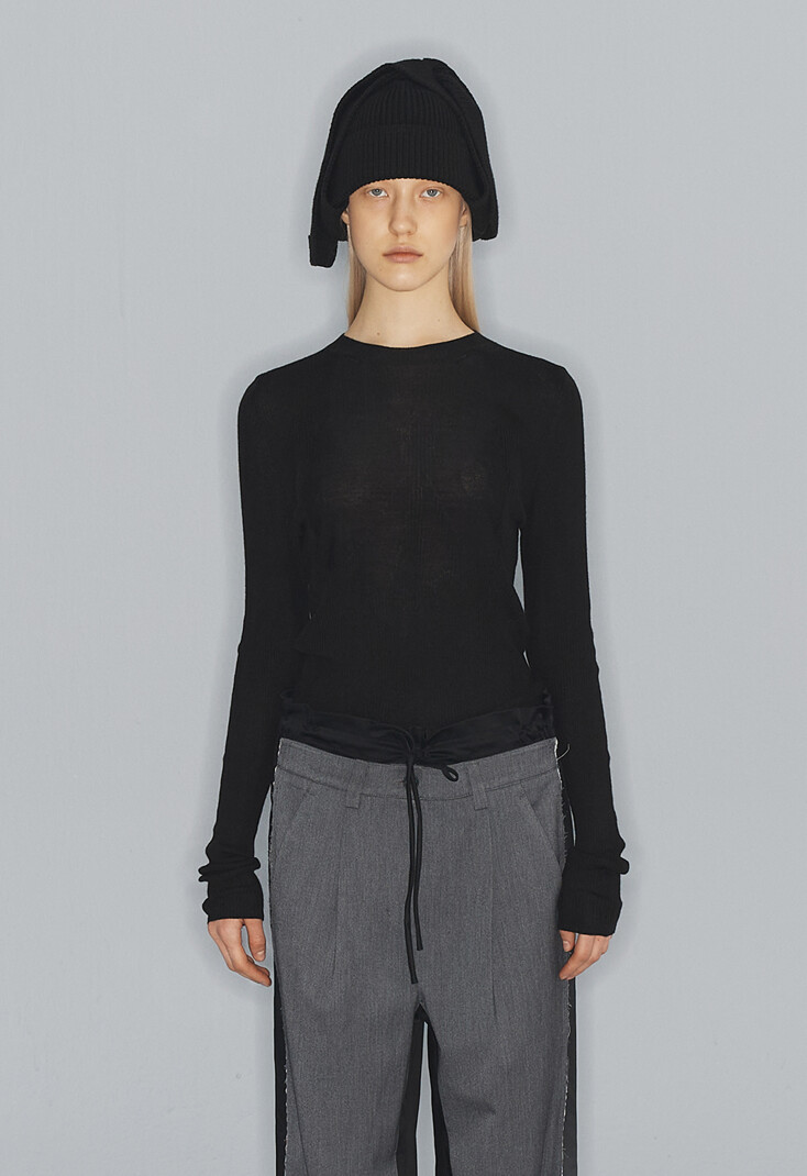 더오픈프로덕트 RIBBON RIB KNIT, BLACK - 위시버킷