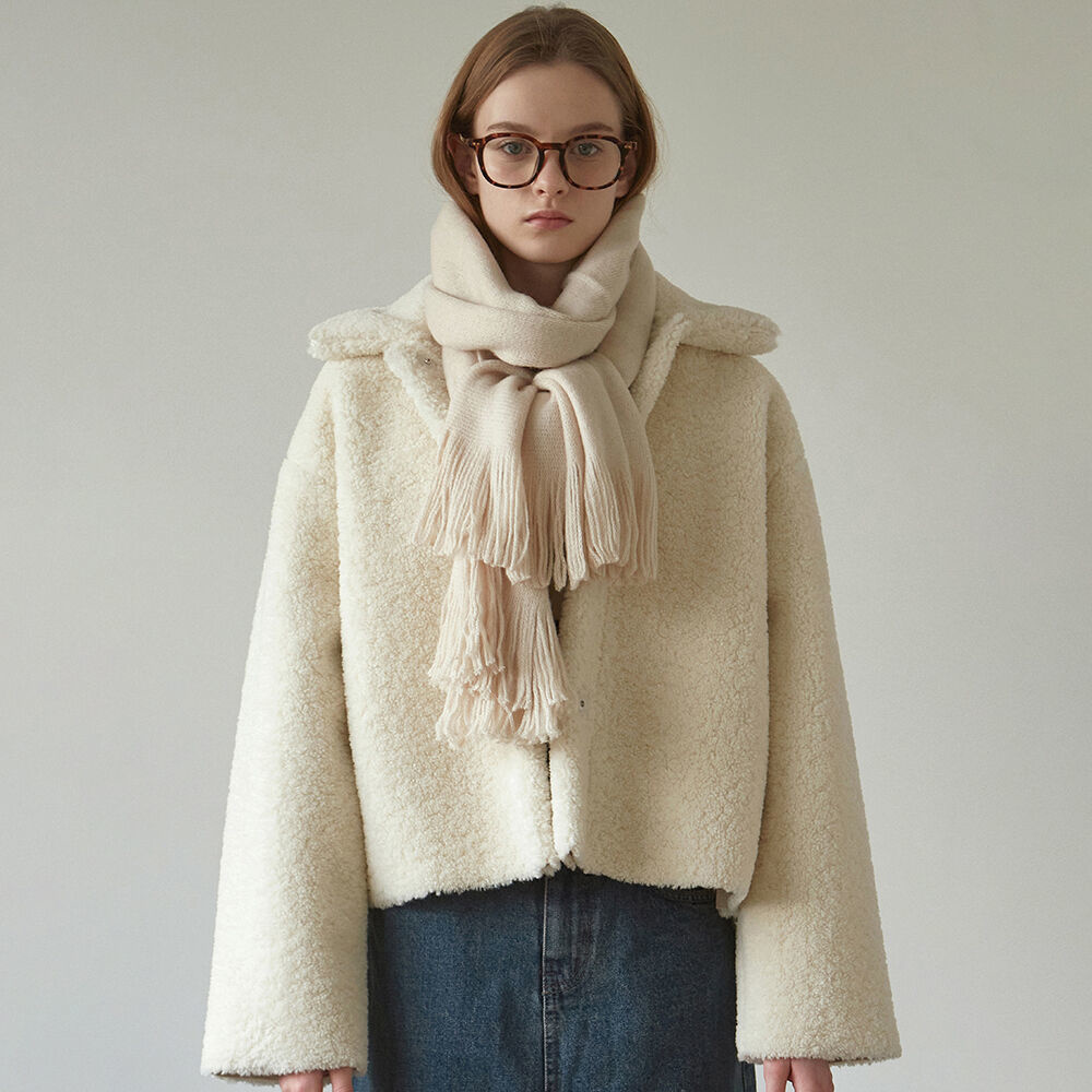 얀13 FLEECE COLLAR JACKET_IVORY - 위시버킷