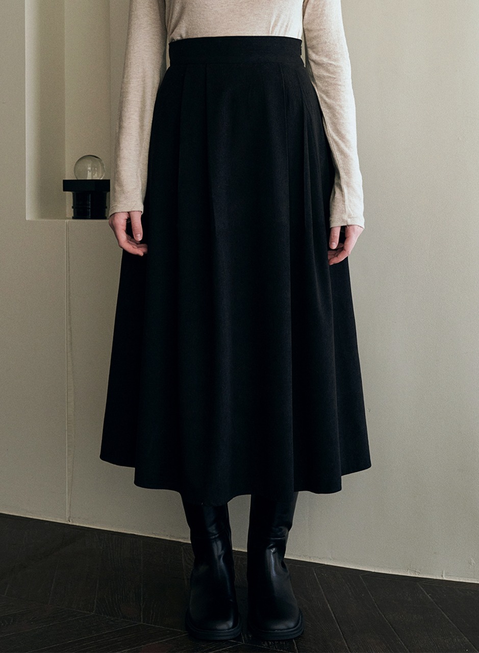 로에일 마일드 코듀로이 핀턱 스커트 - 블랙 - 위시버킷