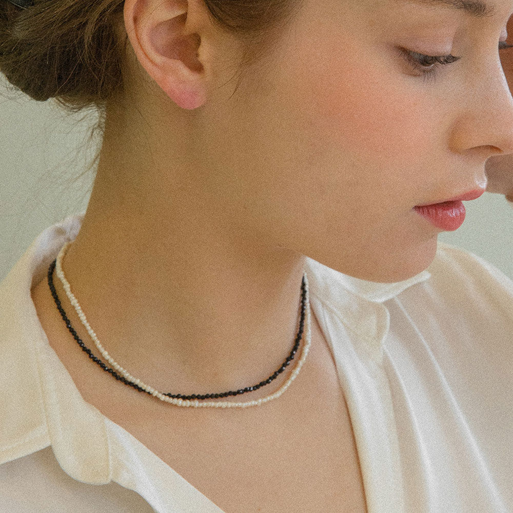 겟미블링 [2set]Small Nature Pearl Necklace+Hey Coco Necklace - 위시버킷