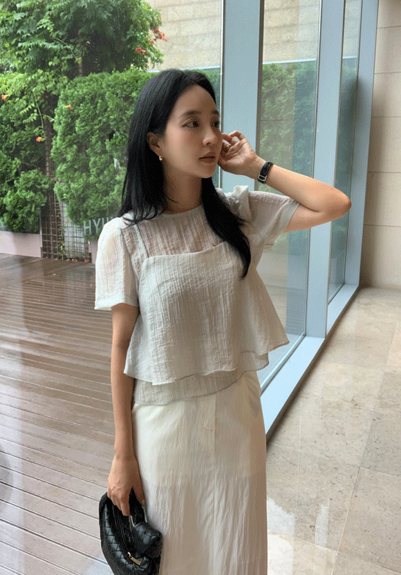 멜로즈무드 멜로즈무드 리즈 뷔스티에 세트 레이어드블라우스bl (2color) - 위시버킷