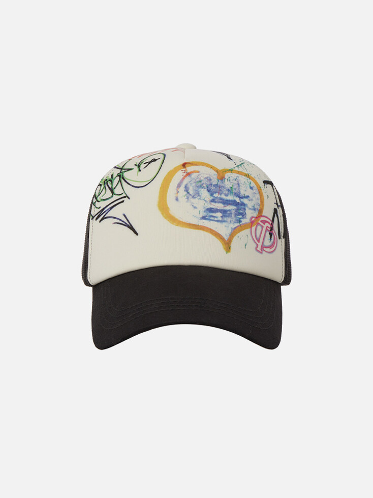 더오픈프로덕트 GRAFFITI TRUCKER CAP, BLACK - 위시버킷