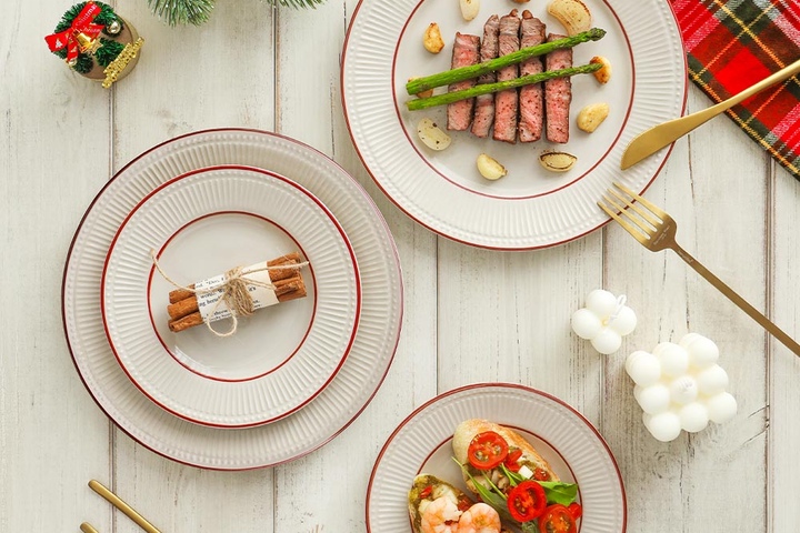 메종오브제 오벤로 플리츠 원형 접시 4P (18cm 2P+24cm 2P) - 위시버킷