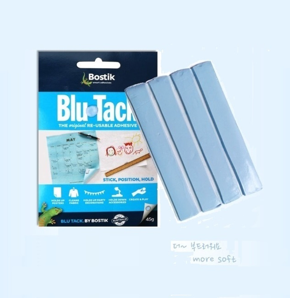보스틱 블루택 /뗏다 붙였다 재사용 만능점착제 / Blutack 블루45g 1개 (분할형) - 위시버킷