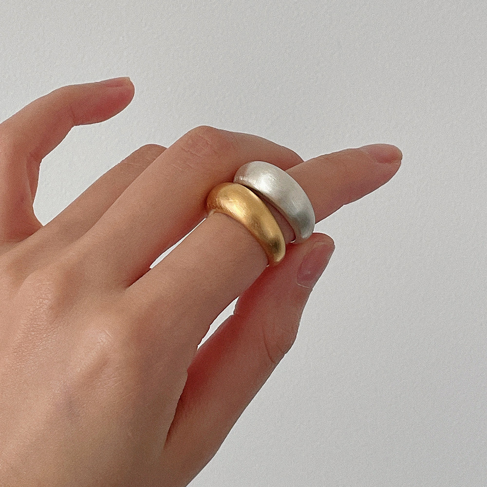 투로우데이 실버 925 심플 볼드 엥게이지 무광 반지 (2color) - 위시버킷