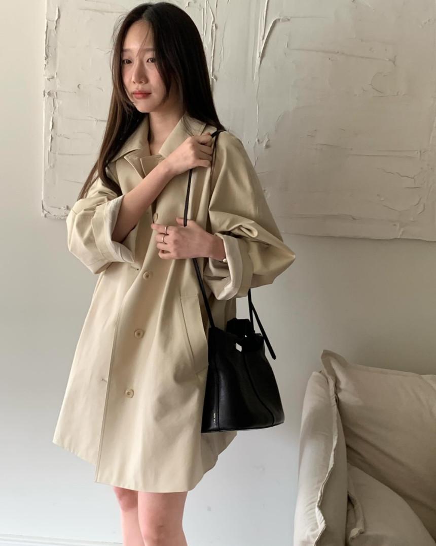 아파트먼트 프라토 [JINSIM] 진심 리하 트렌치 싱글 하프 코트 (2color) - 위시버킷