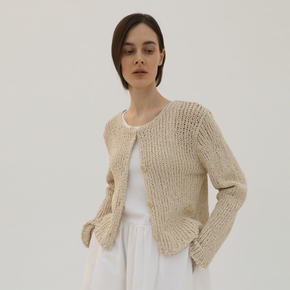 르바 [29CM단독] Netted Crop Cardigan - Beige - 위시버킷