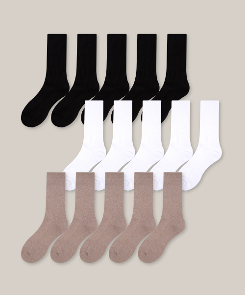 일오공칠 [5PACK+5PACK] 1507 클래식 더블 애슬레틱 삭스 _ 블랙/스노우 화이트/브라운 - 위시버킷