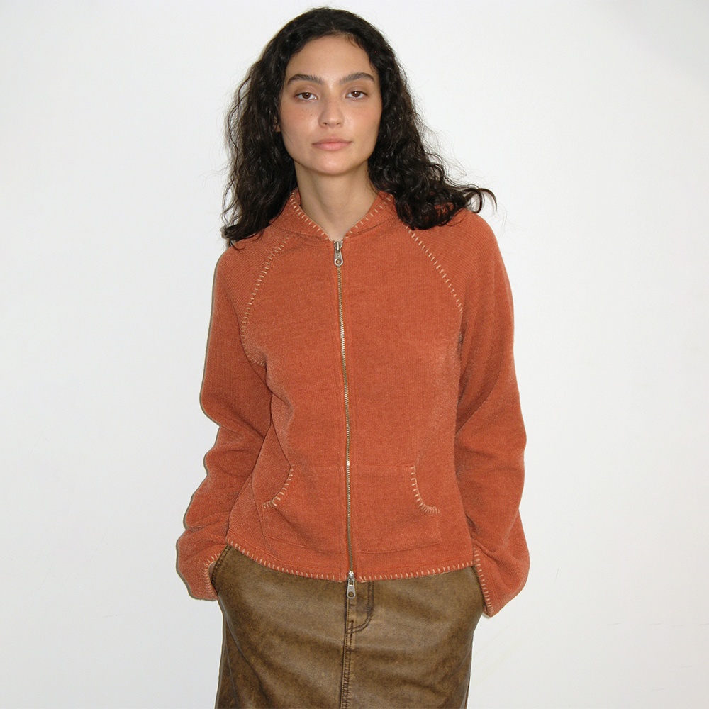 폴리수엠 BOHO STITCH HOODED JACKET (RUST ORANGE) - 위시버킷