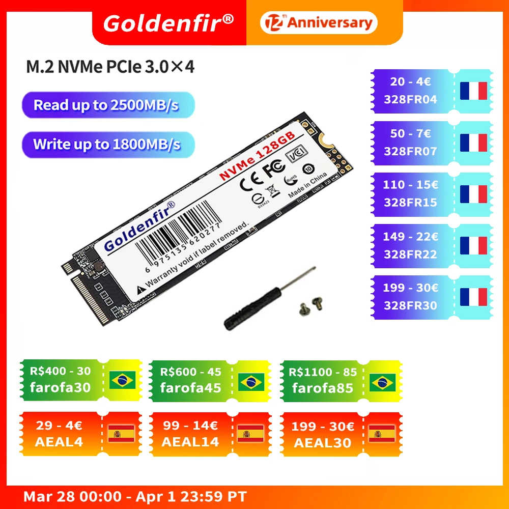 Goldenfir Goldenfir M.2 SSD M2 256gb PCIe NVME 128GB 512GB 1 테라바이트 솔리드 스테이트 디스크 2280 내장형 하드 드라이브 ...