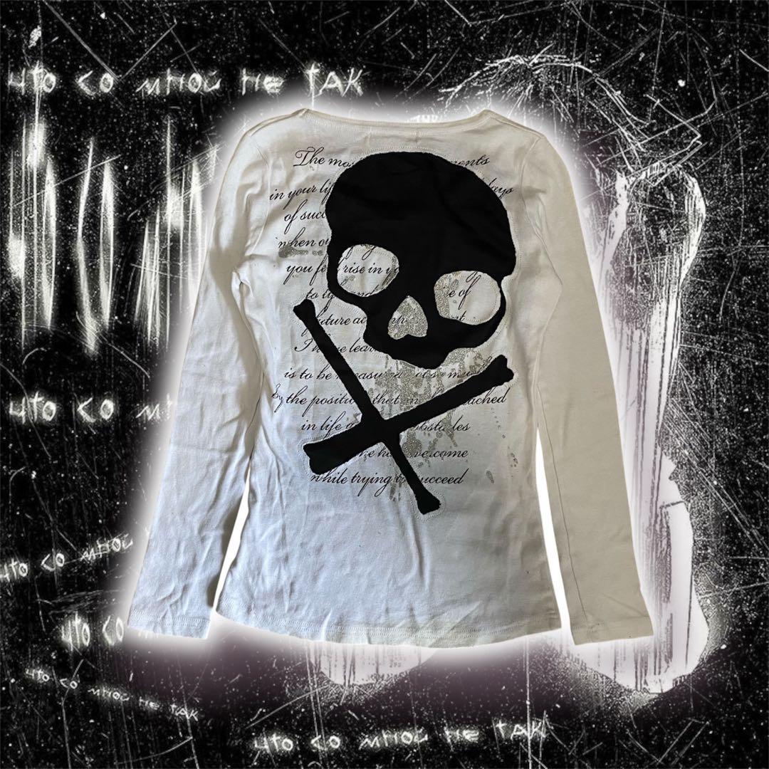 메르카리 Y2K Skull Design Long Sleeve Tee - 위시버킷