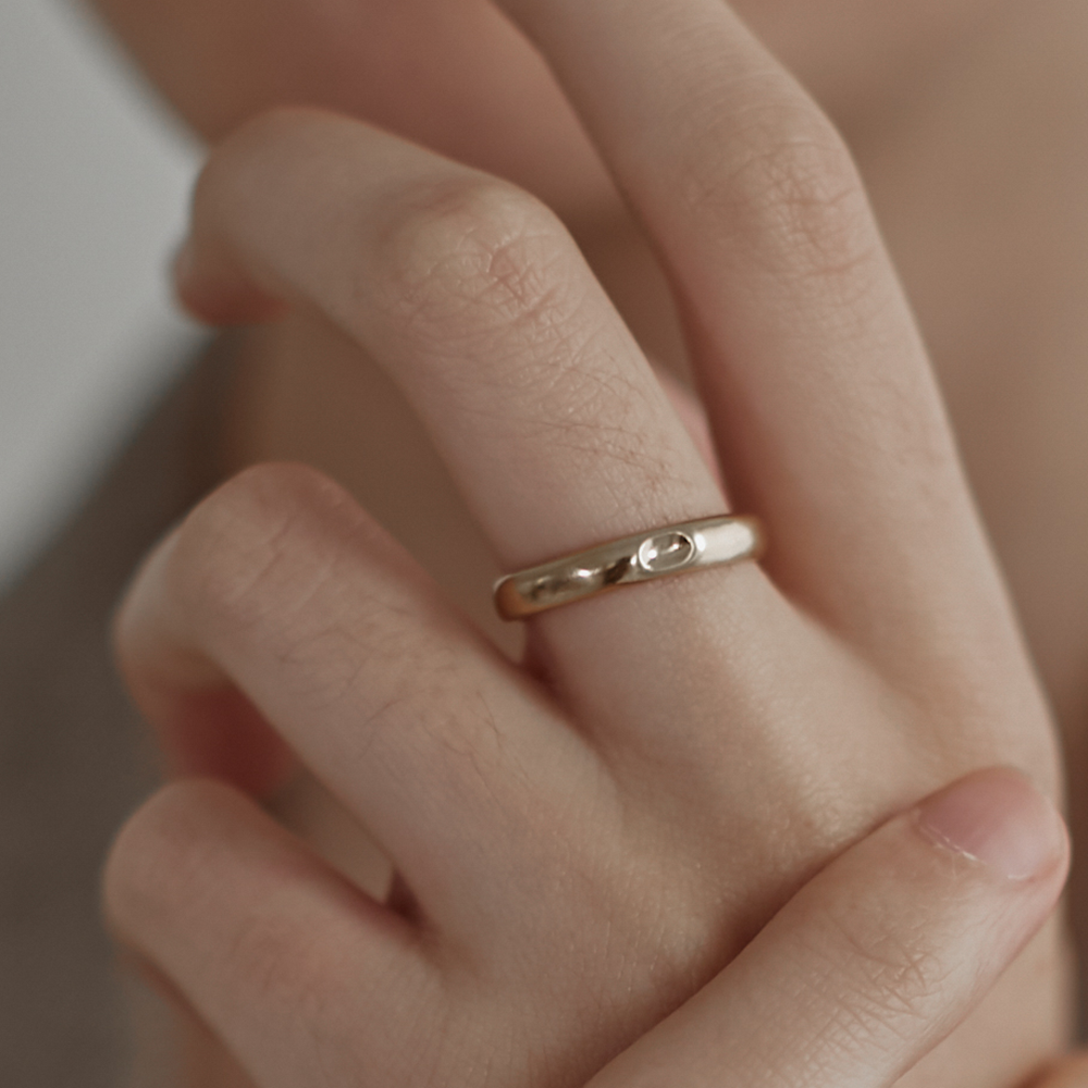 믐달 Hollow thin ring (gold) - 위시버킷